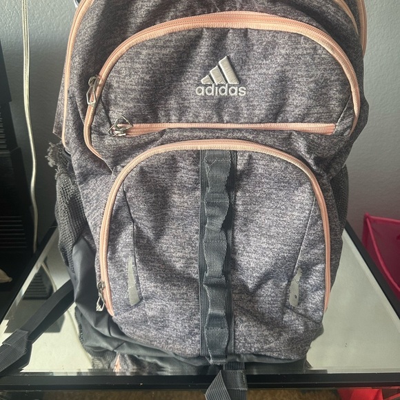 adidas | Bags | Adidas Gray And Pink Coral Accents Loadspring Backpack ...